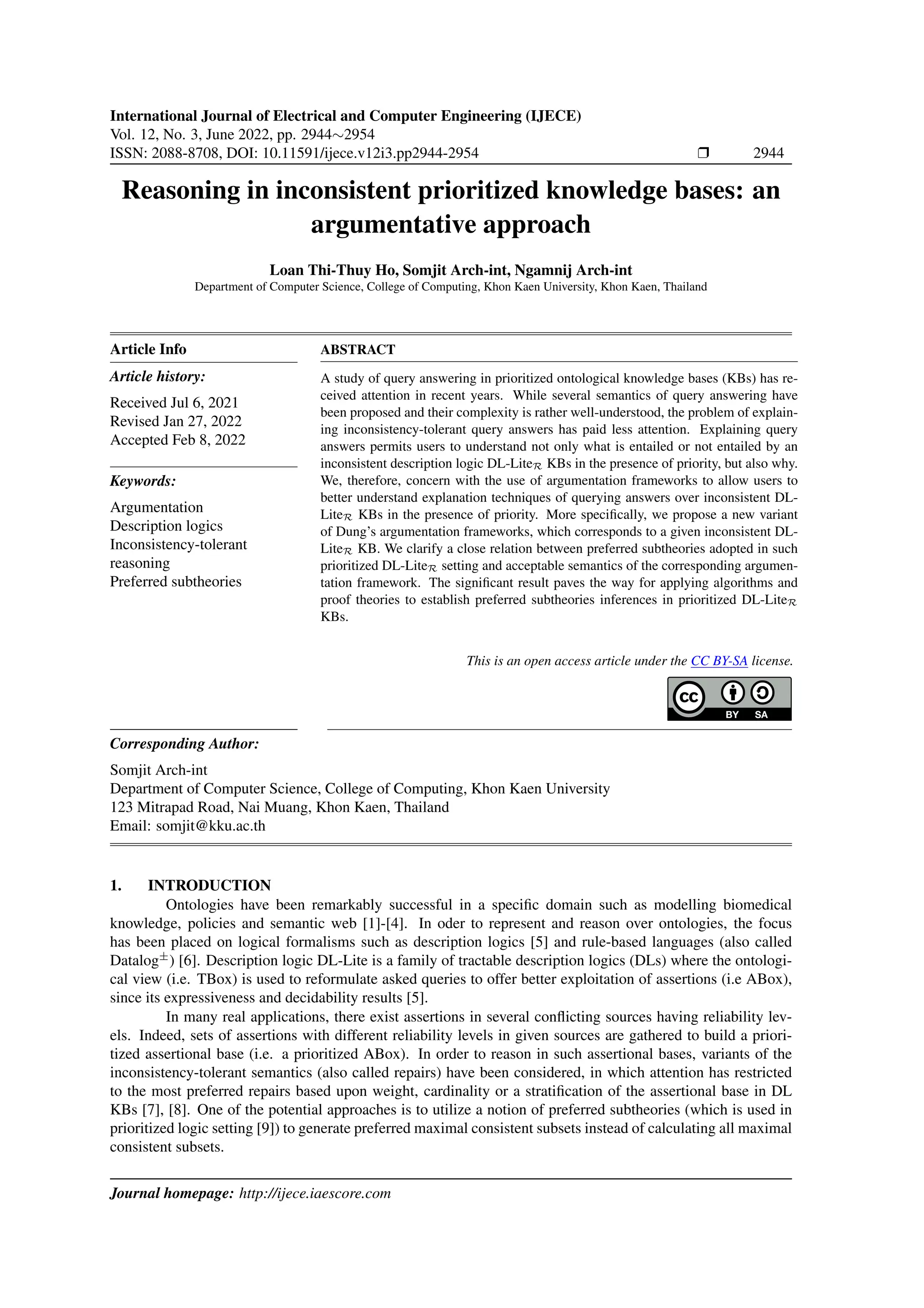 Reasoning in inconsistent prioritized knowledge bases: an argumentative approach | PDF