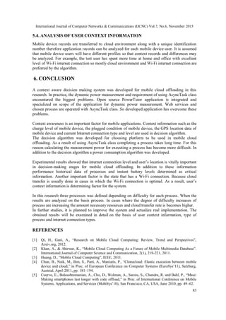 CONTEXT-AWARE DECISION MAKING SYSTEM FOR MOBILE CLOUD OFFLOADING | PDF | Cloud Computing | Internet