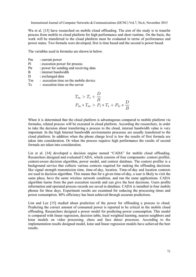 CONTEXT-AWARE DECISION MAKING SYSTEM FOR MOBILE CLOUD OFFLOADING | PDF | Cloud Computing | Internet