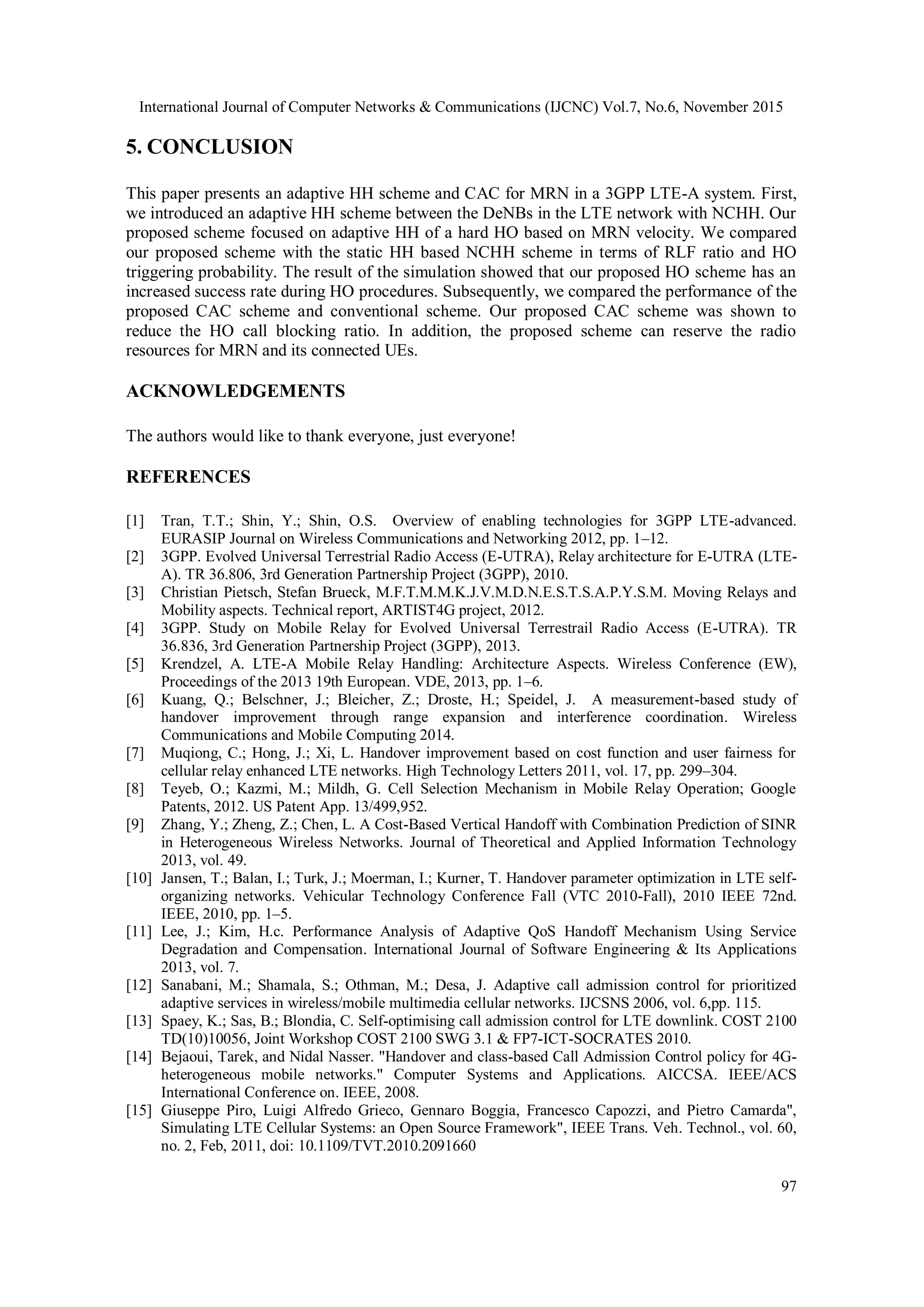 ADAPTIVE HANDOVER HYSTERESIS AND CALL ADMISSION CONTROL FOR MOBILE ...