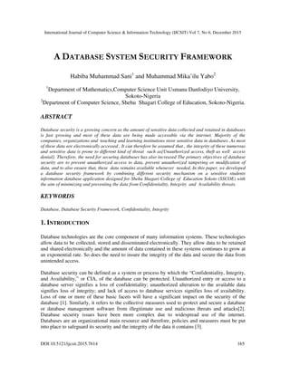 A DATABASE SYSTEM SECURITY FRAMEWORK | PDF