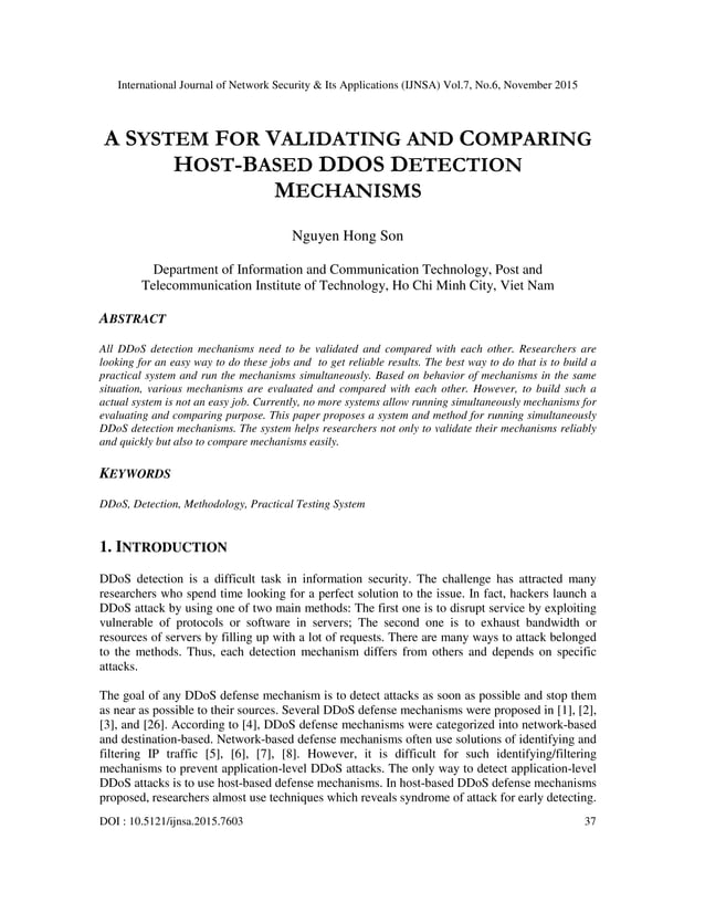 A System For Validating And Comparing Host Based Ddos Detection