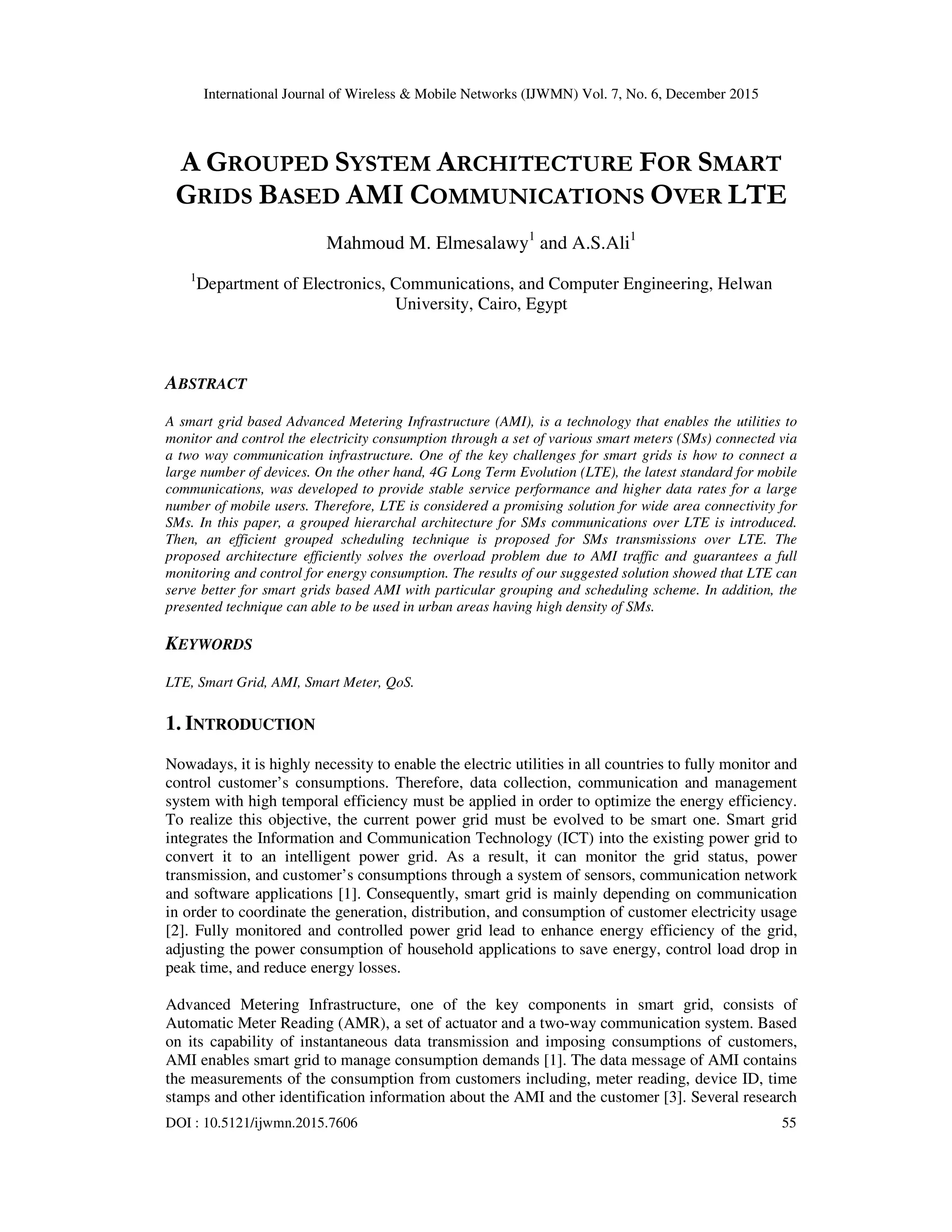 A Grouped System Architecture for Smart Grids Based AMI Communications ...