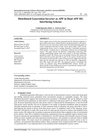 Distributed Generation Inverter as APF in Dual APF DG interfacing Scheme | PDF | Power and ...