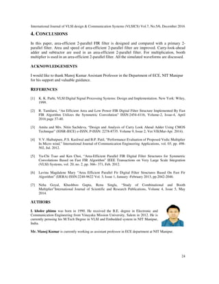 VLSI IMPLEMENTATION OF AREA EFFICIENT 2-PARALLEL FIR DIGITAL FILTER | PDF