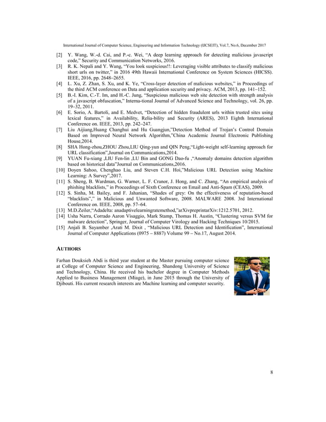 MALICIOUS URL DETECTION USING CONVOLUTIONAL NEURAL NETWORK | PDF