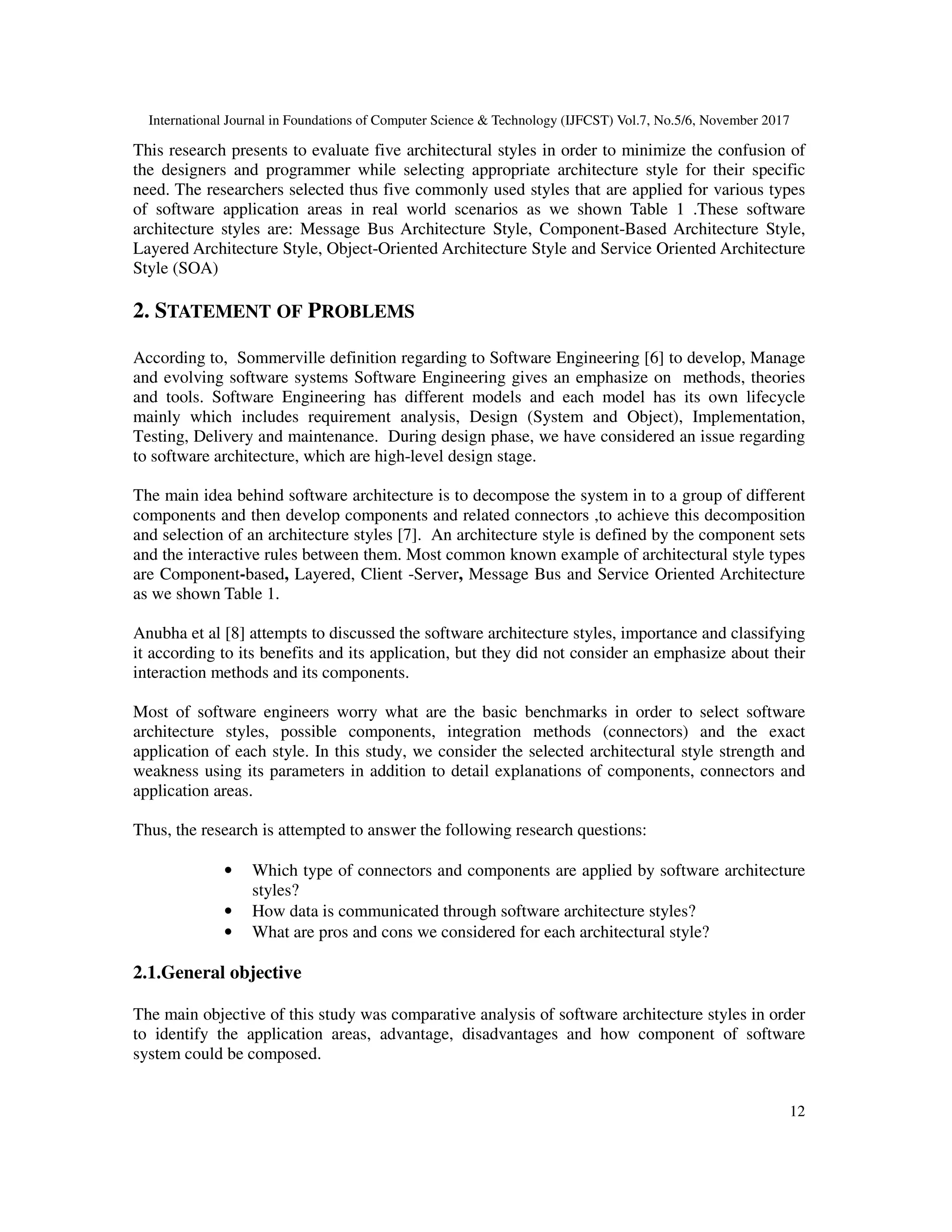 A COMPARATIVE ANALYSIS ON SOFTWARE ARCHITECTURE STYLES | PDF