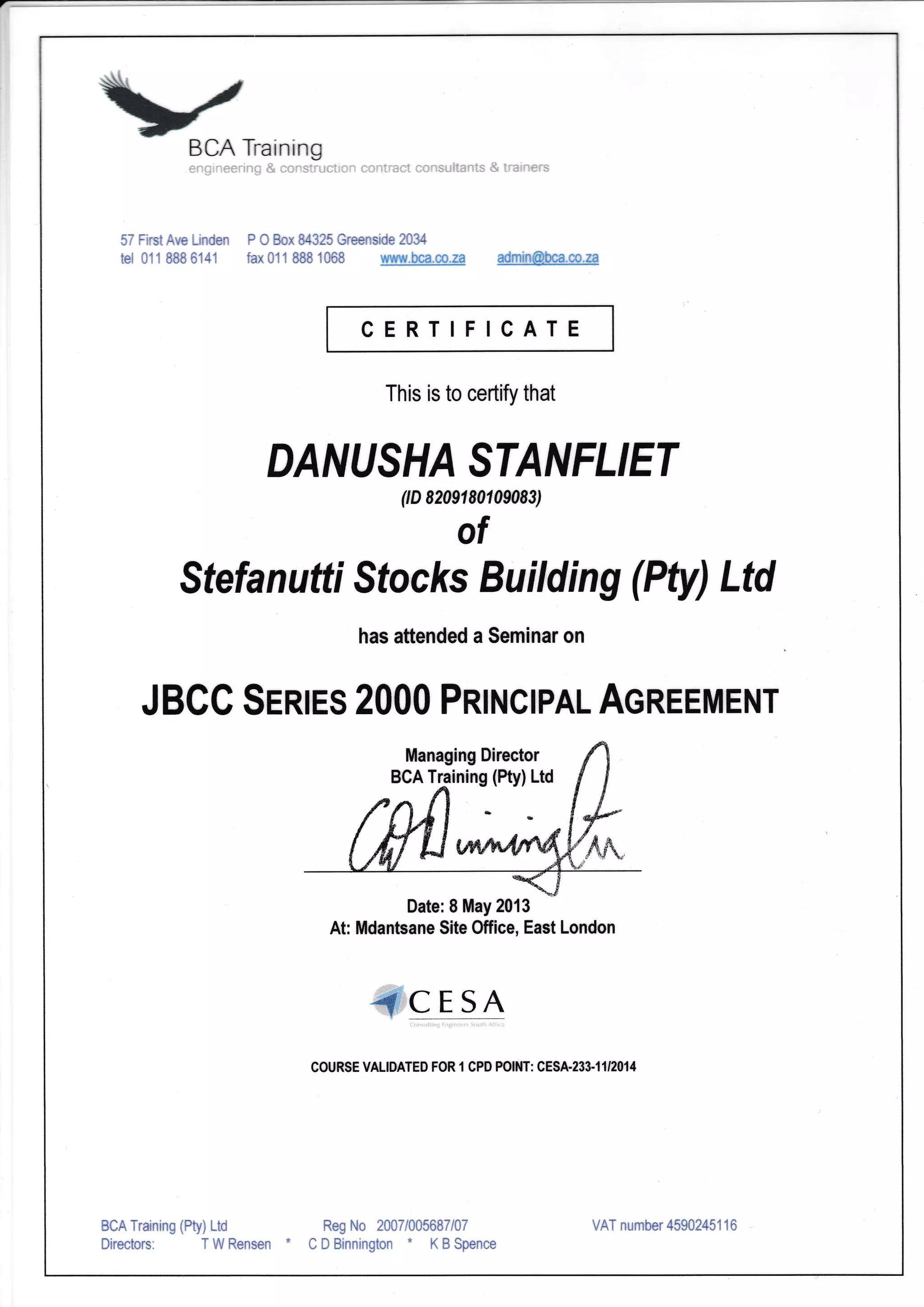 JBCC Certificate (1) | PDF