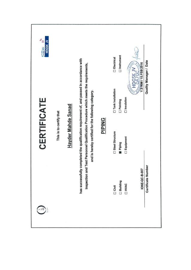 JV CERTIFICATE | PDF