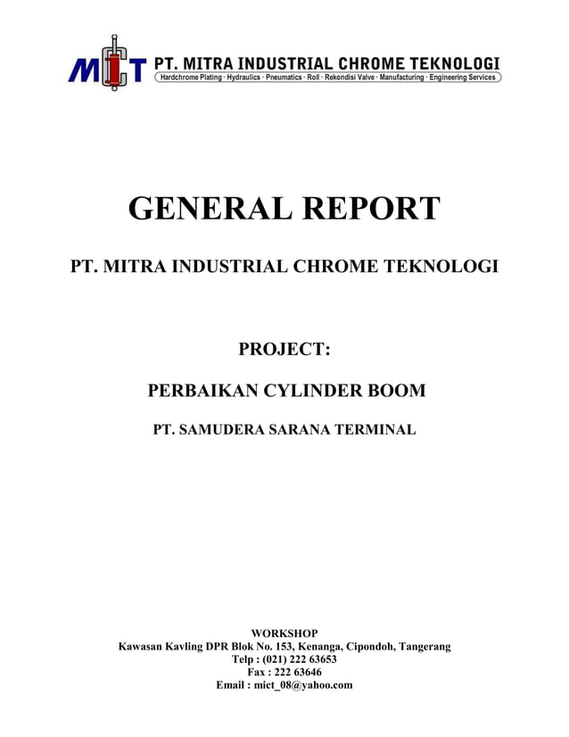 GENERAL REPORT CYLINDER BOOM HMC | PDF