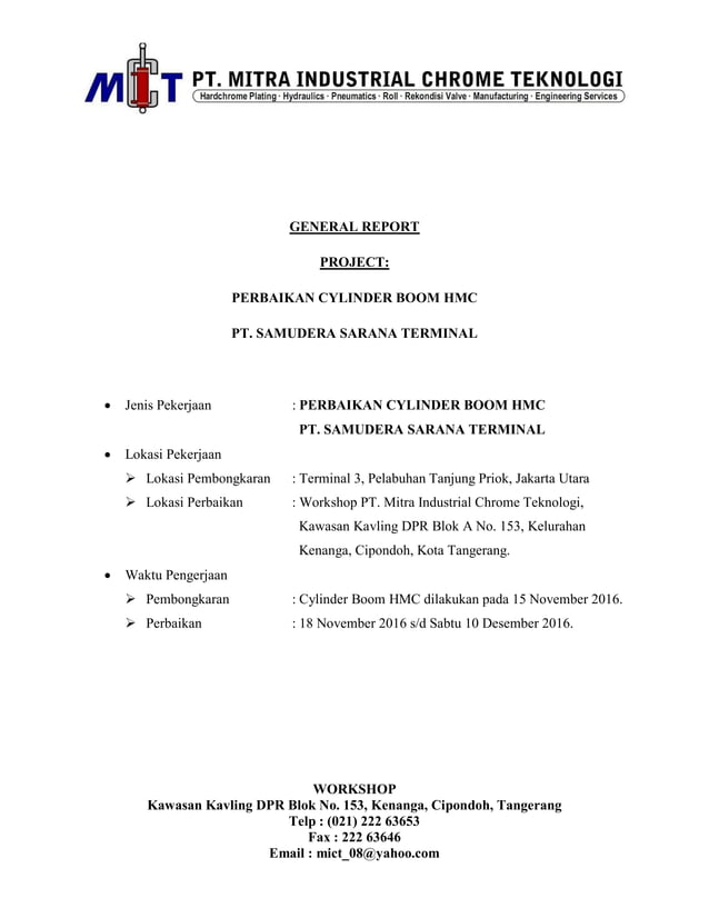 GENERAL REPORT CYLINDER BOOM HMC | PDF