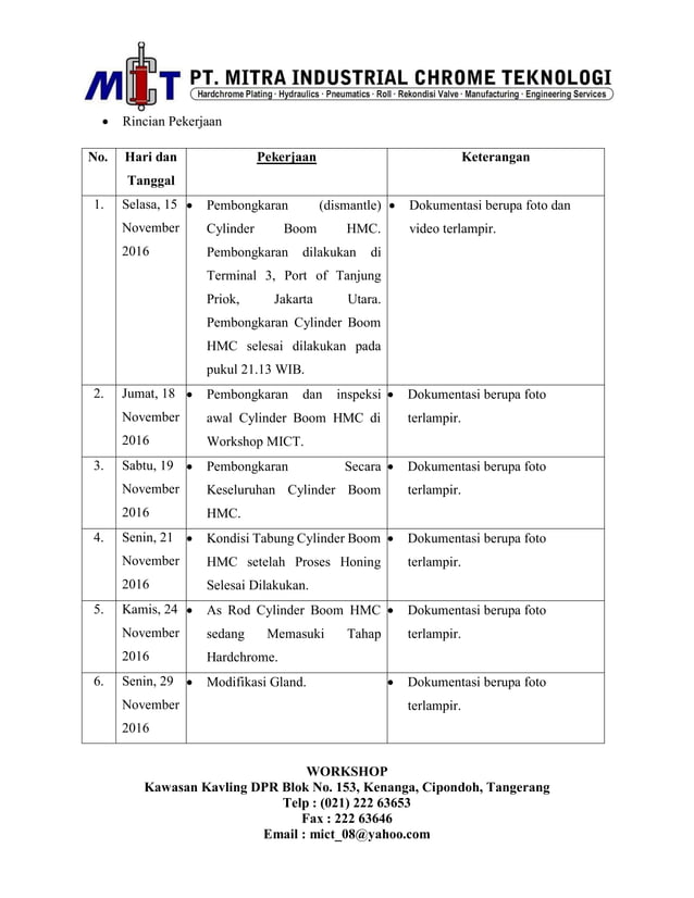 GENERAL REPORT CYLINDER BOOM HMC | PDF