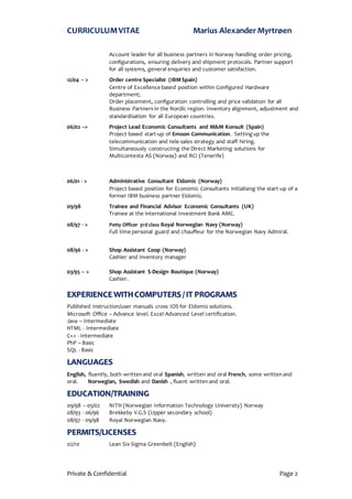 CV Marius Alexander Myrtrøen 2015 | PDF