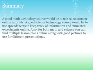 Technology in Mathematics and Science | PPT