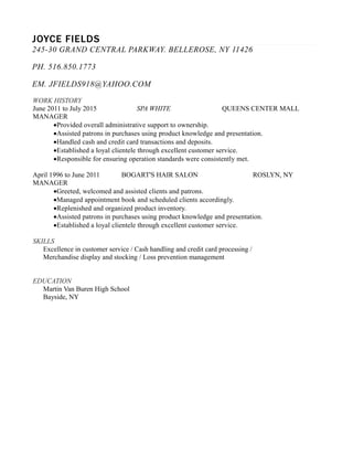 Joyce's Resume Adobe File | PDF