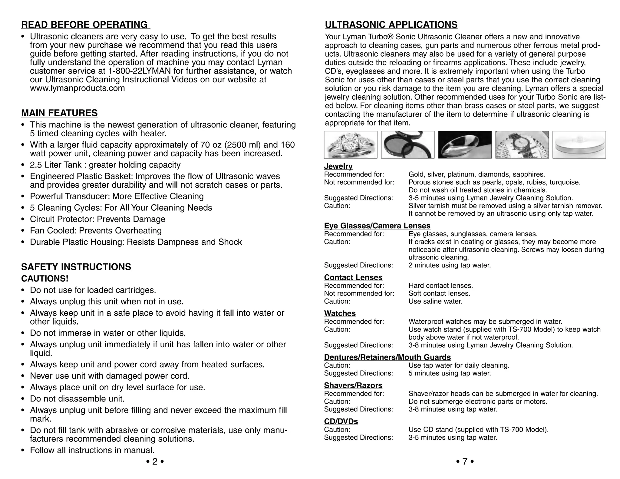 Instruction Manual | Lyman Turbo Sonic Case Cleaner | Optics Trade | PDF