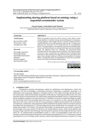 Implementing sharing platform based on ontology using a sequential recommender system | PDF