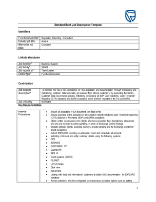 Standard Bank Job Description Template- Regulatory Reporting | DOCX