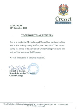 Cresset College 2001 | PDF