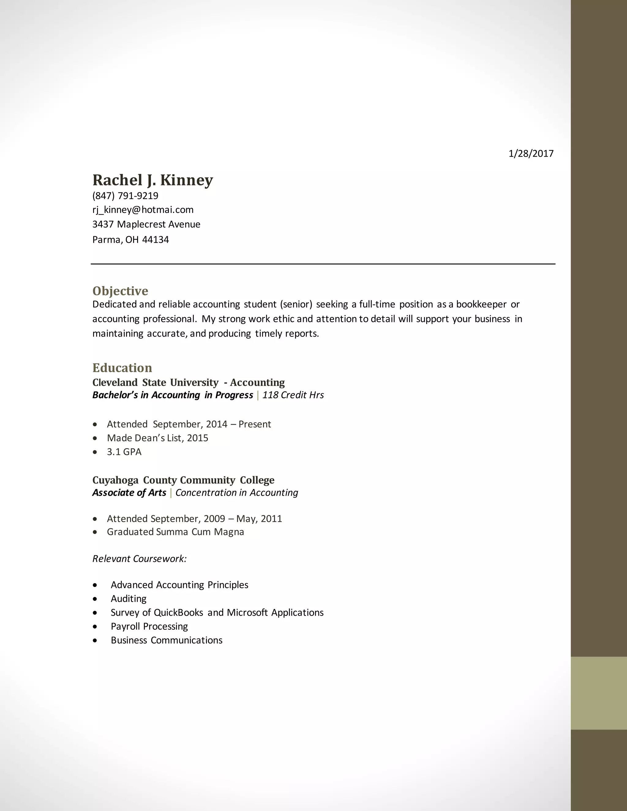 Resume - Rachel Kinney | PDF