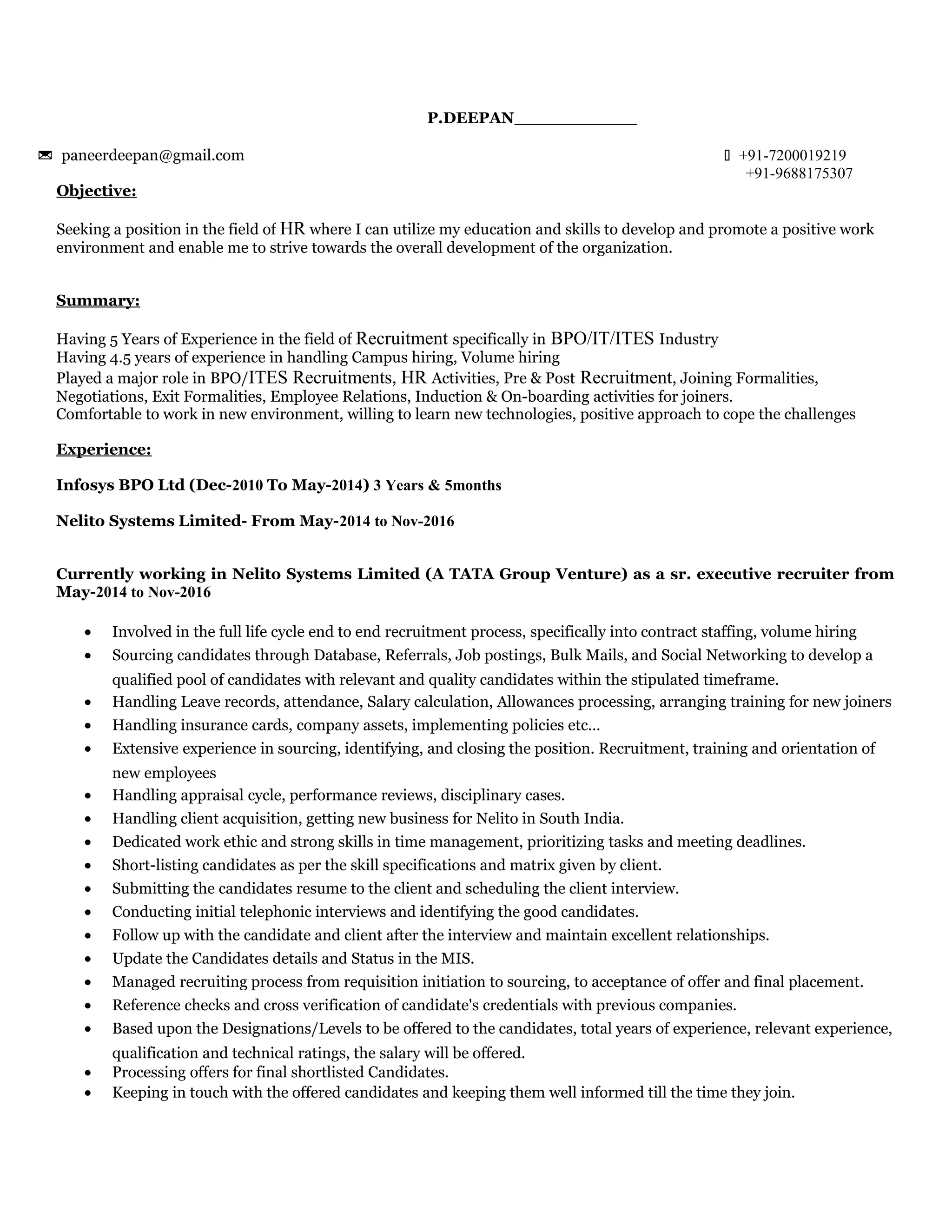 Deepan Resume | DOC