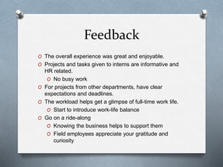 The HR Internship Experience | PPTX