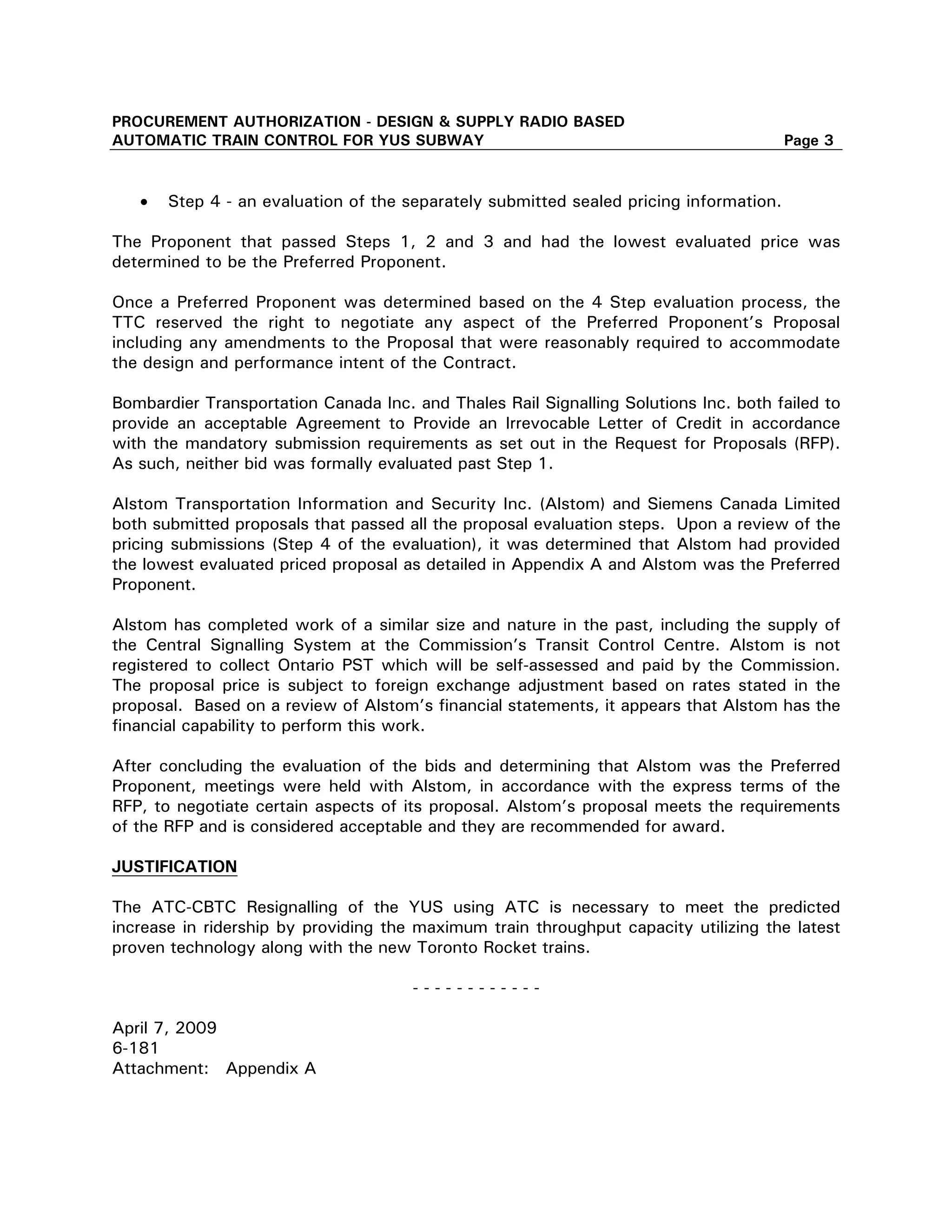 TTC Procurement Authorization for ATC-CBTC | PDF