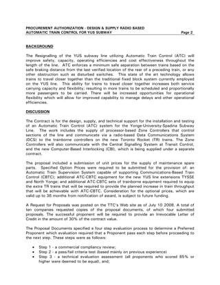 TTC Procurement Authorization for ATC-CBTC | PDF