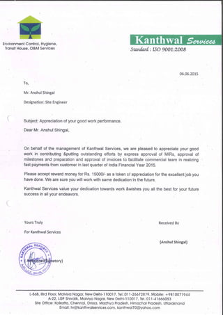 Appreciation letter | PDF