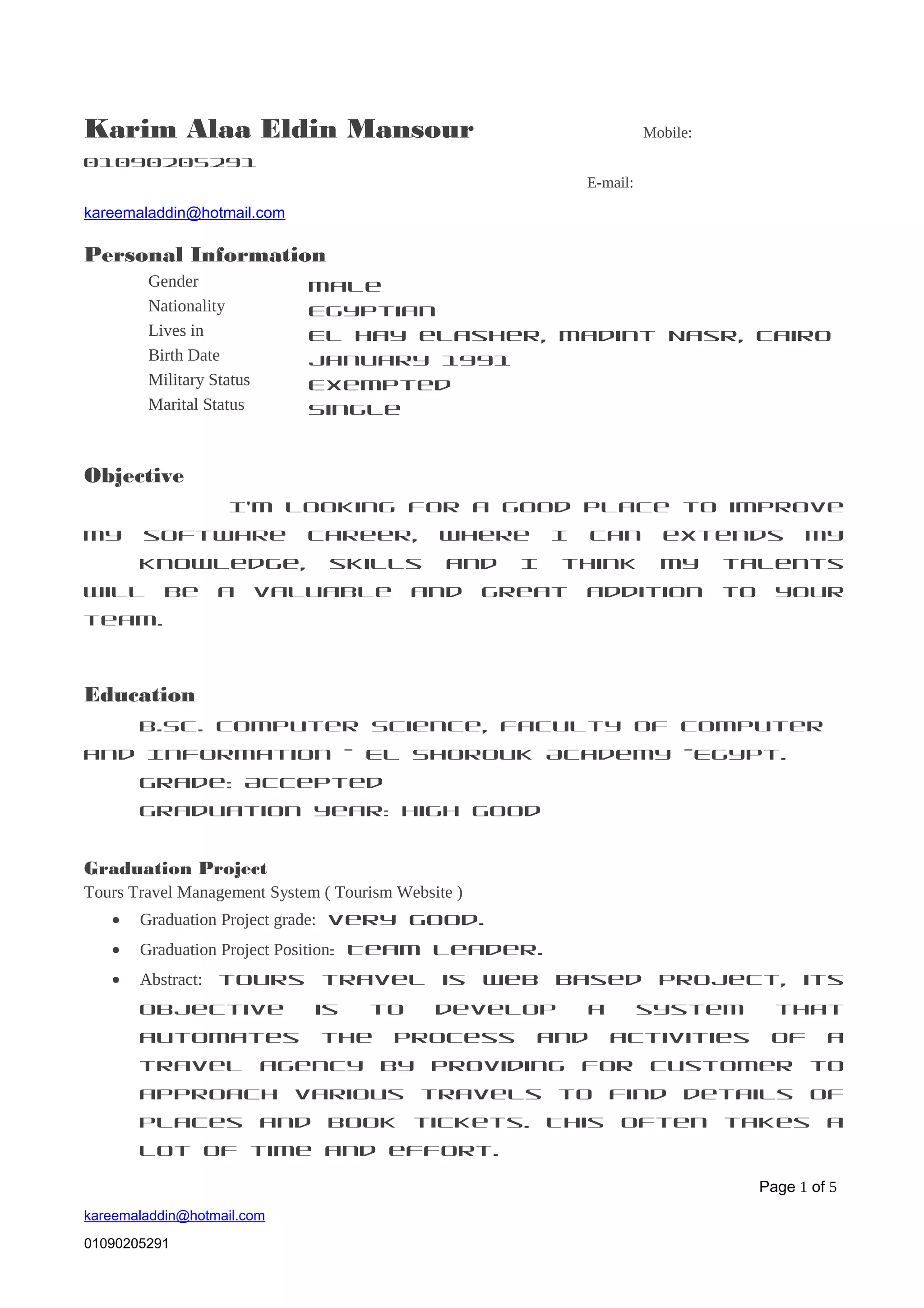 Karim Alaa Eldin Mansour | DOC | Web Development | Internet