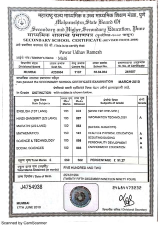 SSC Certificate | PDF
