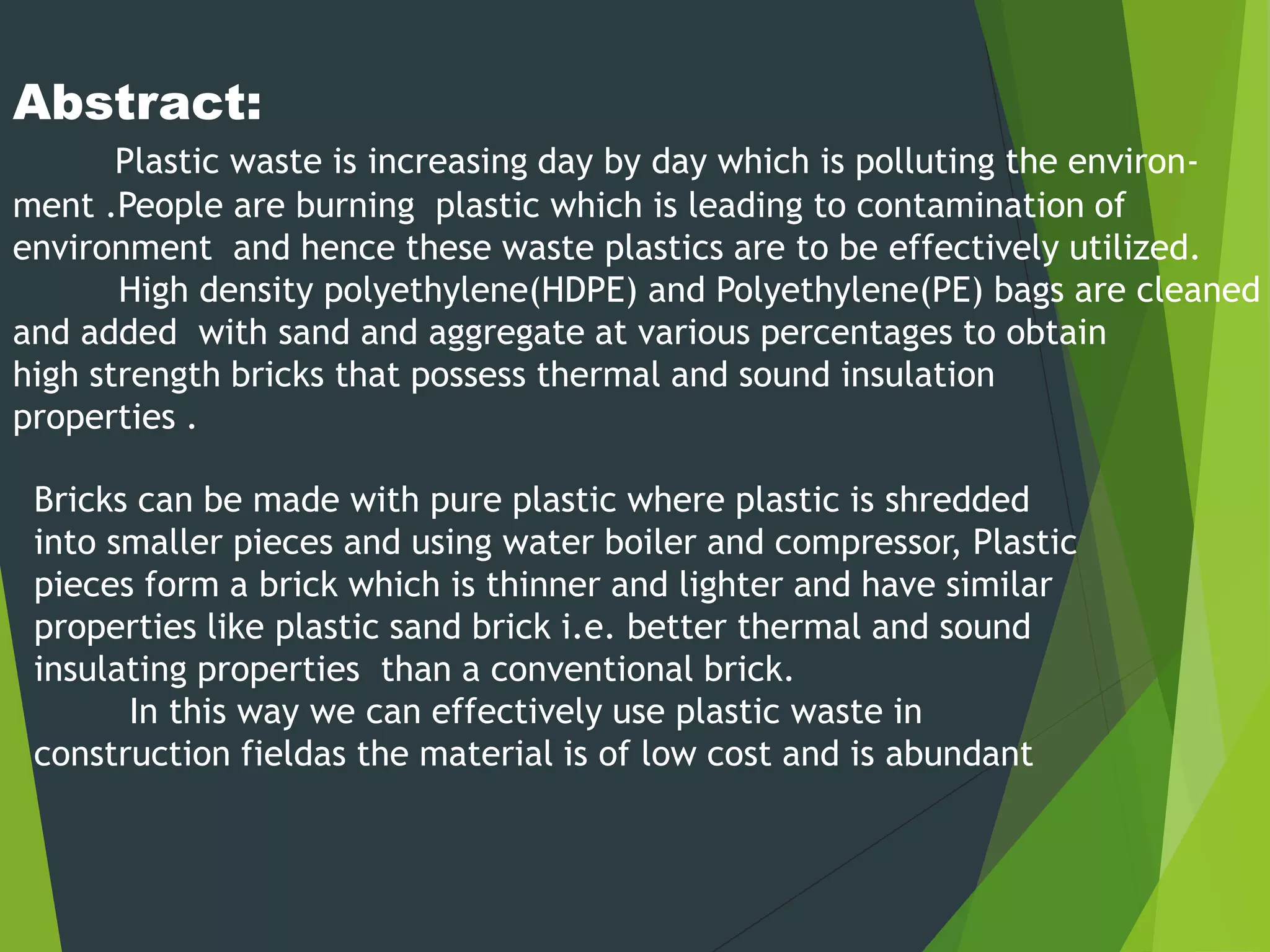 Bricks and Pave Blocks from Plastic Waste | PPTX