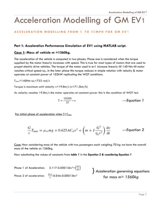 Acceleration Modelling of EV1_FR8695 | PDF
