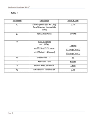 Acceleration Modelling of EV1_FR8695 | PDF