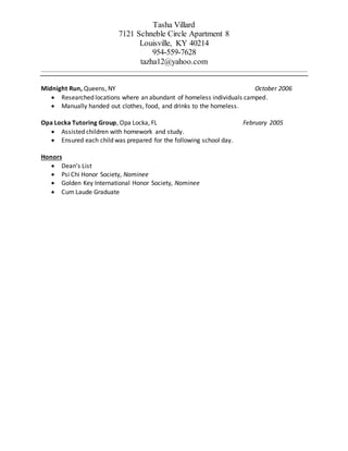 Tasha Villard Resume | DOCX