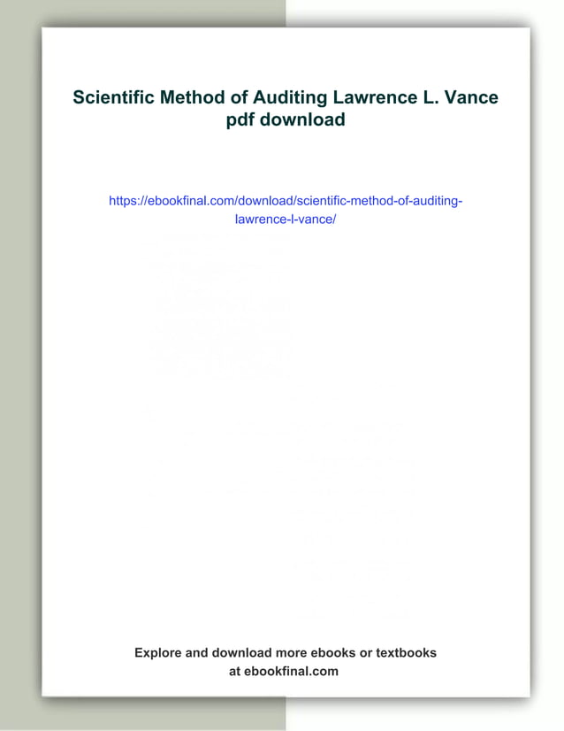 Scientific Method of Auditing Lawrence L. Vance | PDF