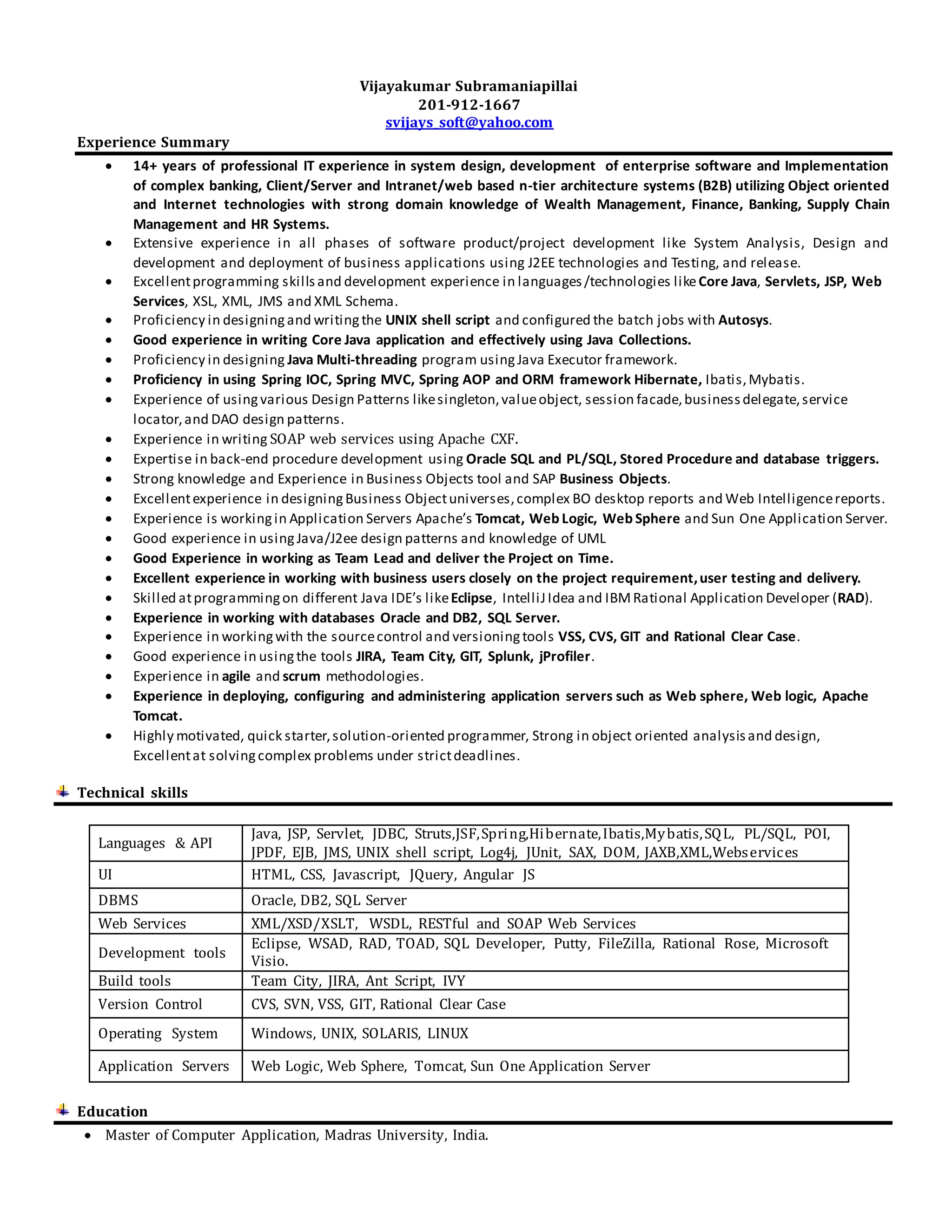 Vijayakumar_Subramaniapillai_Sr.Java_Developer | PDF