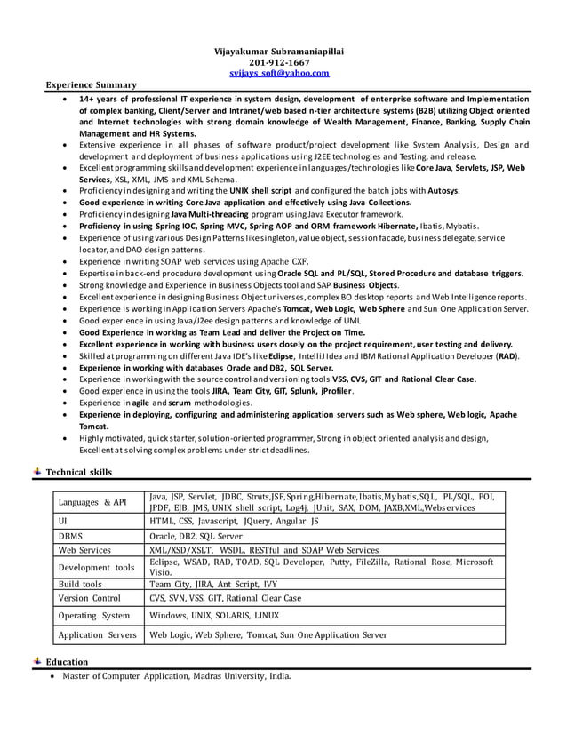 Vijayakumar_Subramaniapillai_Sr.Java_Developer | PDF