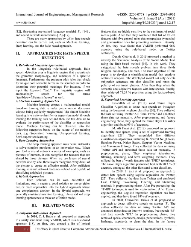 Automatic Hate Speech Detection: A Literature Review | PDF | Internet | Computing