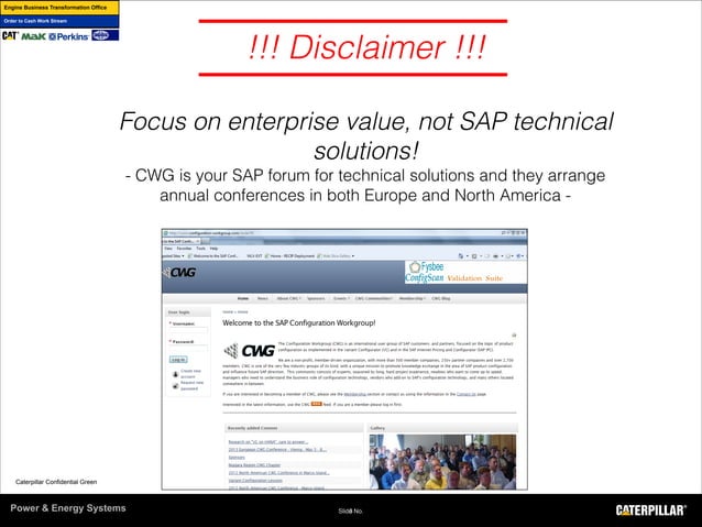Caterpillar at SAP Configuration Day - Caterpillar PR approved | PDF
