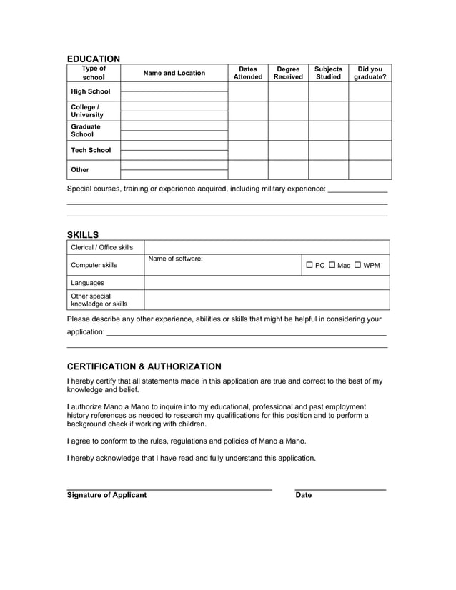 Mano-a-Mano-Volunteer-Application | PDF