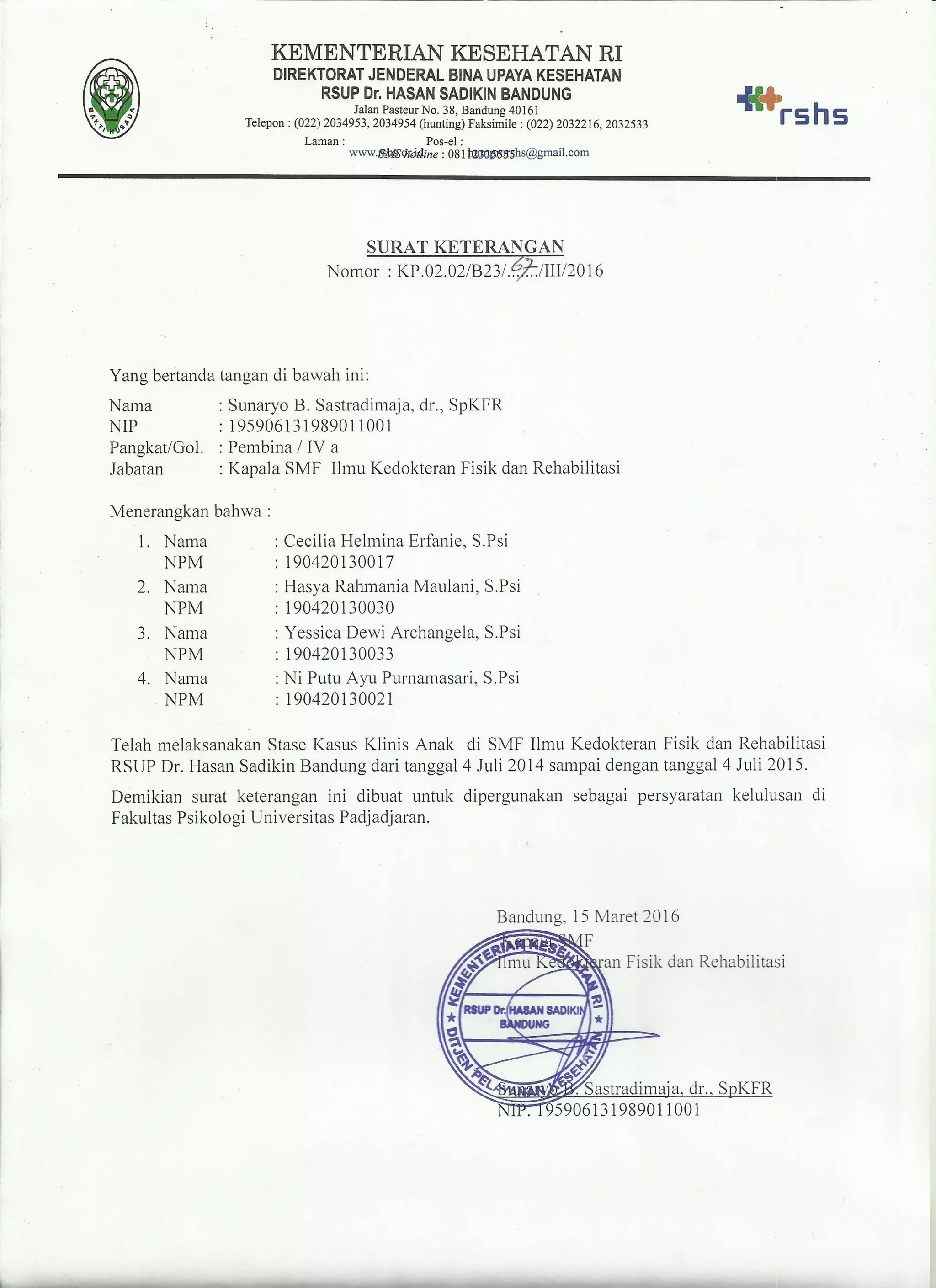 Scan Surat RSHS | PDF