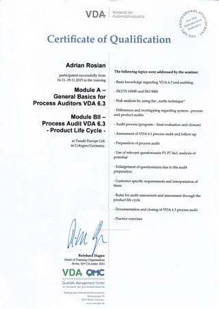 VDA6.3-Certificate_Adrian_ROSIAN | PDF