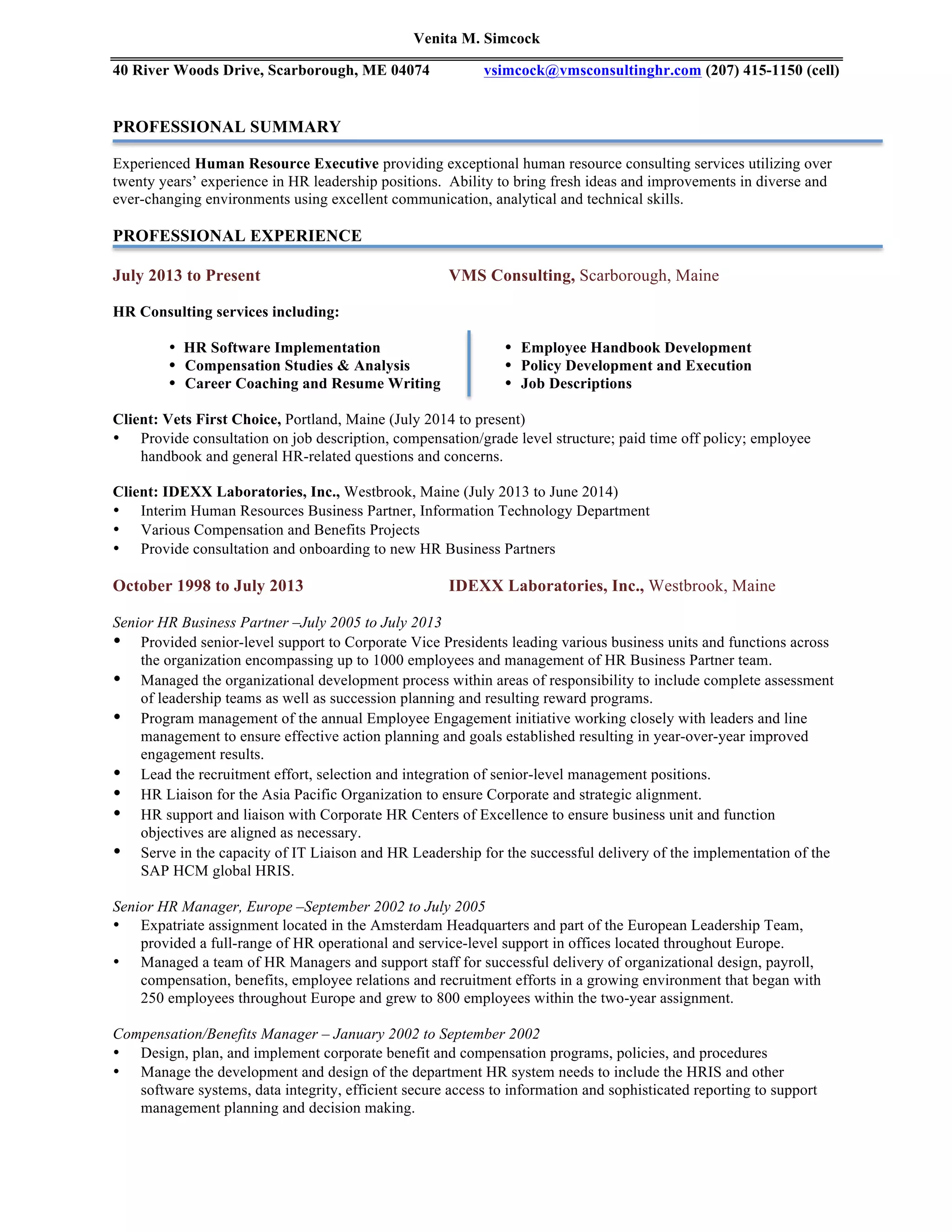 Venita resume 7.2015