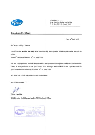 Khaled Exp Letter | PDF