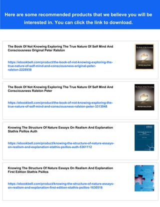 Knowing The Nature Of Physical Law Michael Munowitz | PDF