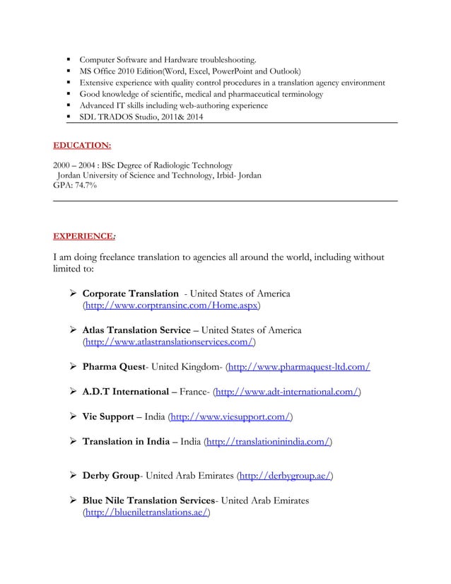 TRANSLATOR CV | PDF