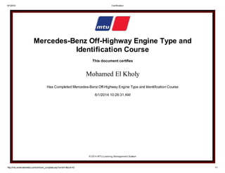 Certification Mercedes Off Highway Engine type & Identification Course ...