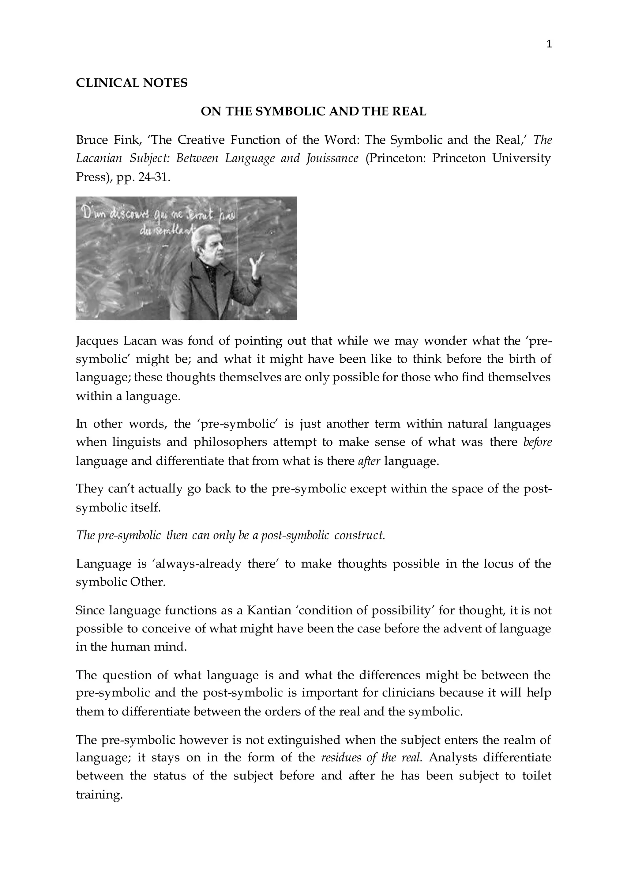 Bruce Fink on the Symbolic and the Real | DOCX