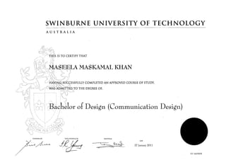 SWINBURNE CERT_Degree | PDF